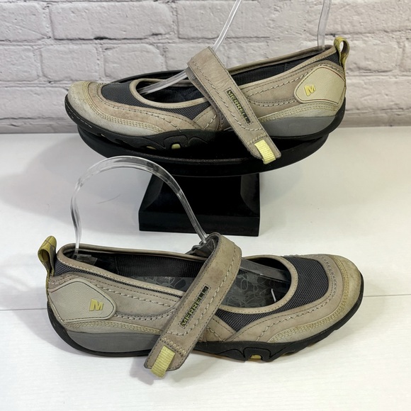 Merrell | Shoes | Merrell Grey Mary Jane Velcro Flat Comfort Shoe Size ...